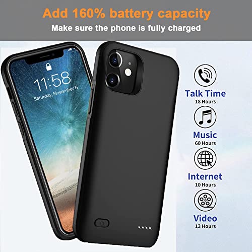 HUGUODONG Battery Case iPhone 12 Mini(5.4 inch), Large Capacity 8200mAh Ultra-Thin Portable 2-in-1 Charging and Protection case,Compatible with Mini Extended Charger -Black