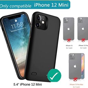 HUGUODONG Battery Case iPhone 12 Mini(5.4 inch), Large Capacity 8200mAh Ultra-Thin Portable 2-in-1 Charging and Protection case,Compatible with Mini Extended Charger -Black