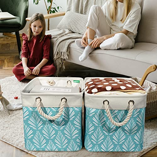 Cozyaver Storage Baskets Fabric Basket,13x13x13 inch Storage Containers for Bedroom Decor Book Shelves Organizer(Blue forest, Large 3 Pack)