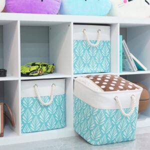 Cozyaver Storage Baskets Fabric Basket,13x13x13 inch Storage Containers for Bedroom Decor Book Shelves Organizer(Blue forest, Large 3 Pack)