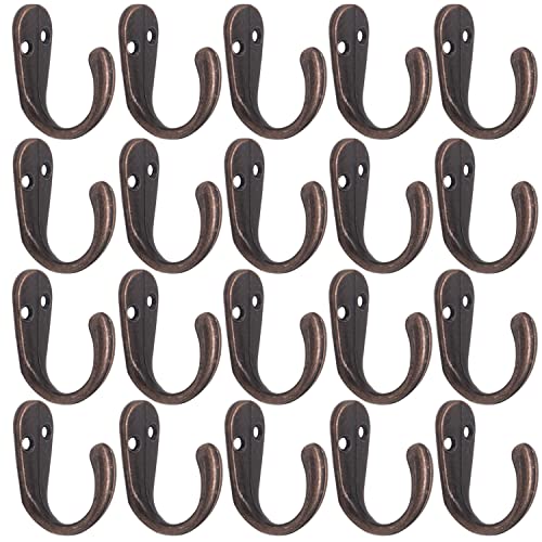 Gutapo Coffee Cup Hooks 20pcs Copper Hooks Door Wall Closet Mounted Single Hook Hangers for Robe Coat with 46pcs Screws