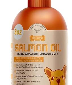 Ruff 'N Ruffus *100% USA Made* Wild Caught Alaskan Salmon Fish Oil for Dogs & Cats in 8 or 32 oz | Support Joint Function Immune & Heart Health | Omega 3 +EPA +DHA for Healthy Skin & Coat Supplement