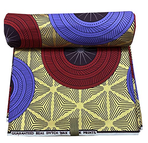 African Fabric by The Yard 6 Yards One Piece 100% Cotton African Print Fabric African Kente Soft Cloth (P027)