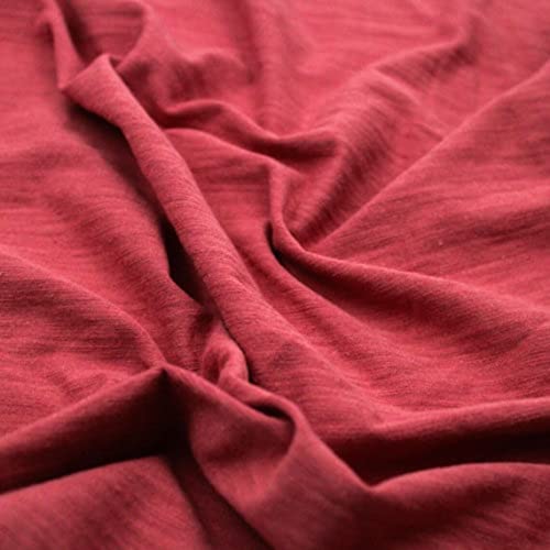 Texco Inc Solid Slub Spandex Jersey Knit Cotton Blend/Apparel DIY Fabric, Brick Pale 1 Yard