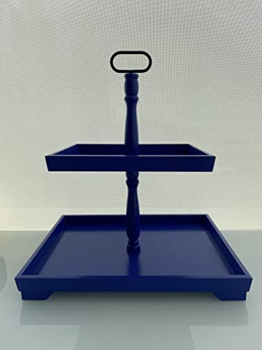 Nimbus Industries LLC Royal Blue Rectangular Two-Tiered Tray with Handle