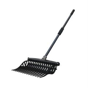 noble equestrian adjustable wave fork for muck, manure, & heavy duty farm work, black