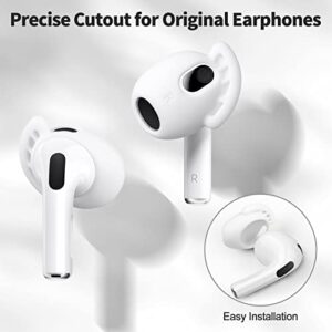 ELOVEN Cover for Airpods 3 Ear Tips Case Anti-Slip in-Ear Earhook Anti Scratch Eartips Skin Friendly Cover Soft Silicone Protective Ear Tips Earpads Accessories Compatible with AirPods 3 2021 White