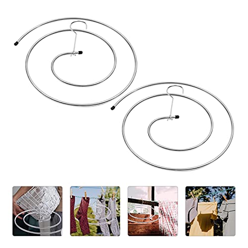 VOSAREA Space- Saving Clothes Organizer 2Pcs Stainless Steel Laundry Drying Rack Spiral Shape Drying Rack Hanger for Bed Sheet Bed Cover Clothes Drying Rack