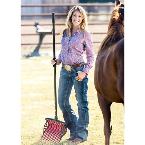 Noble Equestrian Adjustable Wave Fork for Muck, Manure, & Heavy Duty Farm Work, Hunter/Gold