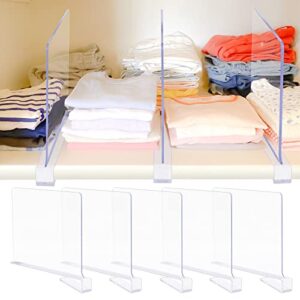 kosiehouse shelf divider for wood closet, sturdy organizer separator for storage in bedroom, kitchen, bathroom and office shelves, easy installation, set of 8 (acrylic)