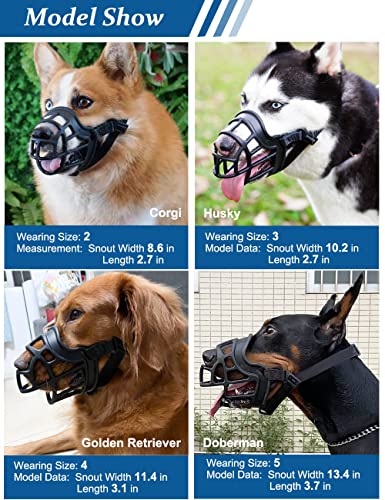 Dog Muzzle, Basket Muzzle Anti Biting Chewing, Sturdy Lightweight Muzzle Allows Panting Drinking, Cage Muzzle for Small Medium Large Dogs, Suitable for Grooming Trimming Training