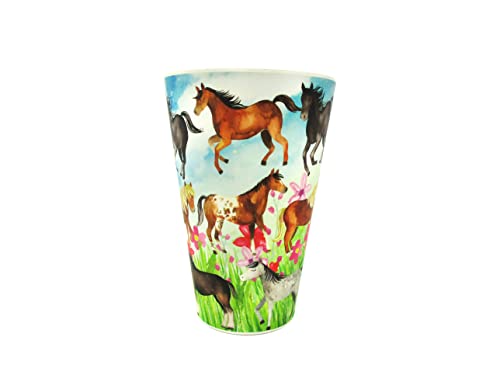 TINYMILLS Horses Floral 14oz Travel Mug - Eco-Friendly Reusable Plant Fiber Travel Mug Birthday Gift Equestrian Horse Lover