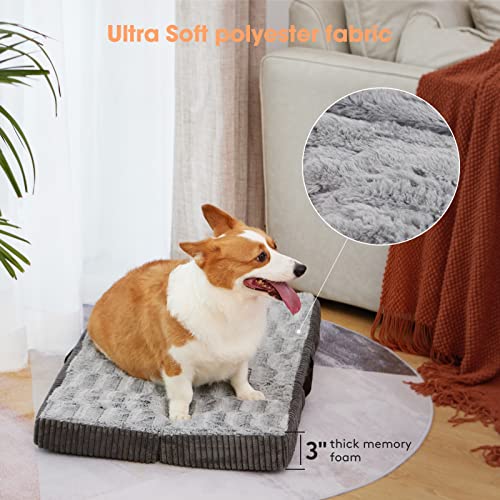 MIXJOY Large Dog Bed for Large Dogs, Waterproof Orthopedic Big Dog Bed with Removable Washable Cover, Memory Foam Pet Bed Mat for Crate, Portable & Foldable, Suitable for Pets Up to 70lbs