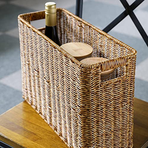 Ipetboom Snack Container Magazine Storage Basket Decorative Plastic Water Hyacinth Storage Basket Desktop Basket Bin Woven Closet Storage Organizer Bin Farmhouse Rustic Decor Drawer Tray