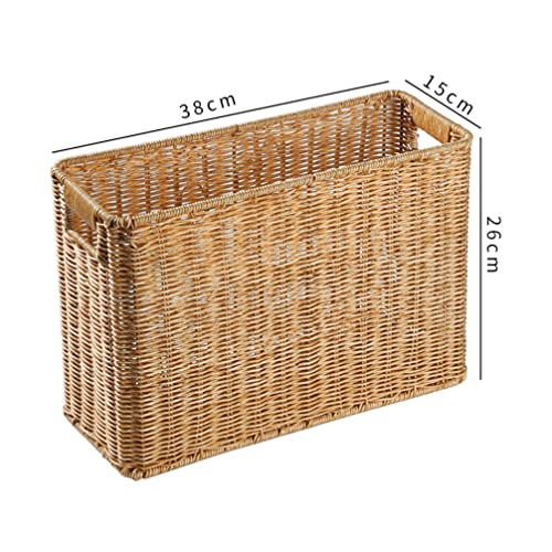 Ipetboom Snack Container Magazine Storage Basket Decorative Plastic Water Hyacinth Storage Basket Desktop Basket Bin Woven Closet Storage Organizer Bin Farmhouse Rustic Decor Drawer Tray