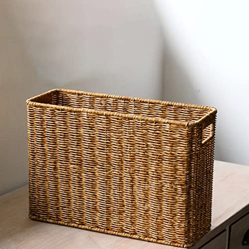 Ipetboom Snack Container Magazine Storage Basket Decorative Plastic Water Hyacinth Storage Basket Desktop Basket Bin Woven Closet Storage Organizer Bin Farmhouse Rustic Decor Drawer Tray