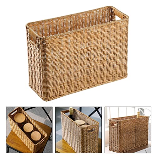 Ipetboom Snack Container Magazine Storage Basket Decorative Plastic Water Hyacinth Storage Basket Desktop Basket Bin Woven Closet Storage Organizer Bin Farmhouse Rustic Decor Drawer Tray