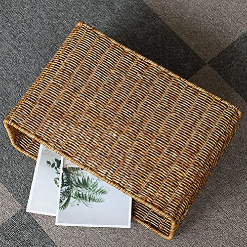 Ipetboom Snack Container Magazine Storage Basket Decorative Plastic Water Hyacinth Storage Basket Desktop Basket Bin Woven Closet Storage Organizer Bin Farmhouse Rustic Decor Drawer Tray