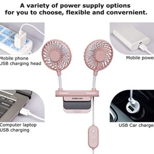 Lrufodya Monitor Clip on Fan Mini Clip Fan, Desktop Fan with 3 Speeds Strong Wind Office Fan for Girls Women, Table Fan with Sturdy Adjustable Clamp, Small Fan USB Fan for Office (Cherry Pink)