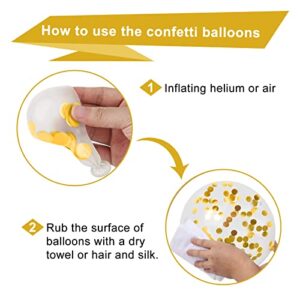 90Pcs Gold White Confetti Balloons, 12 Inches Gold Metallic Chrome Balloon, Premium Clear Confetti Balloons, Thicken Gold Glitter White Matte Latex Party Balloons for Balloon Garland Arch