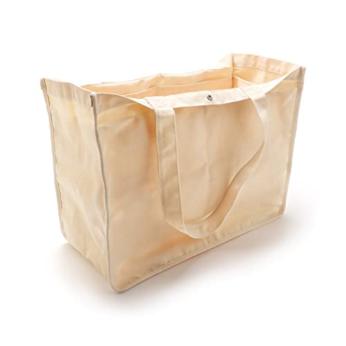 Extra Large Canvas Grocery Shopping Bags, 17.7"X13.7"X7.8" Grocery Bags for Reusable Shopping/with Bottle Sleeves/Cloth Tote/Organic Cotton Washable & Eco-friendly/Heavy Duty Sturdy with Handles