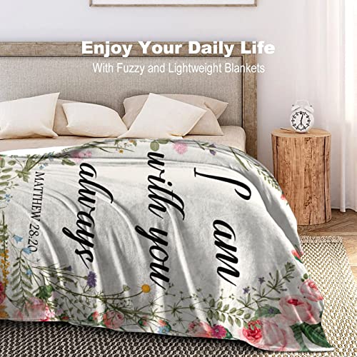 Bible Verse Scripture Blanket with Inspirational Thoughts and Prayers- Religious Christian Catholic Gifts Sunflower Rose Poetry Print Throw Blankets Gifts for Women Men 60"X50"