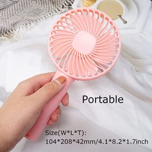 Honbay Handheld Rechargeable Fan Portable USB Fan Mini Hand Fan with Base for Home/Office/Travel - 3 Speeds, 4 Hours - Battery not Included (Pink)