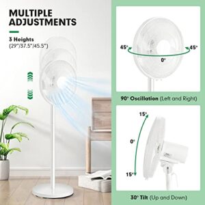 Tangkula 16-Inch Pedestal Fan with Remote Control, 90° Oscillating Standing Fan with 7 Blades, 3-level Speeds & Adjustable Heights, 30° Tilt, Stand up Floor Fan for Bedroom, Living Room, Office