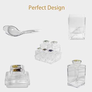 Bestfull Spice Container 5 PCS Sealed Containers with Handle Lids and Tray, Seasoning Containers Square-shaped for Spice, Salt, Sugar, Kitchen Storage and Countertop Use with Random Flower