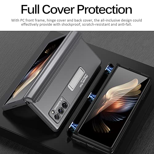 Miimall Galaxy Z Fold 2 Case with Kickstand, Magnetic Hinge, Hard PC Bumper Protection - Black