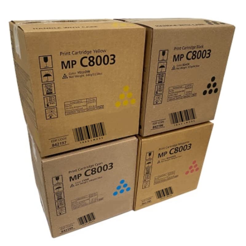 ZHANBO C8003 Toner Cartridge 842196 842197 842198 842199 Replacement for Ricoh IM C6500 C8000 MP C6503 C8003 Printers 4 Pack