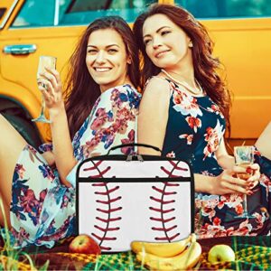 Sport Baseball Kids Lunch Bag Insulated Lunch Box Baseball Lace Print Leakproof Thermal Lunchbox Back to School Lunch Bag for Boys Girls Teens Reusable Lunch Cooler Bag for Work Picnic Outdoor