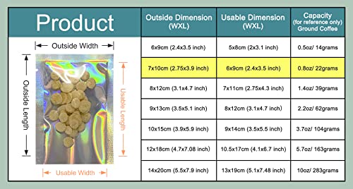 100 Pieces 2.75x3.9 inch (Inside Size 2.4x3.5 inch) Front Clear Heat Seal Bags Open Packet Aluminum Foil Pouch for Packaging Candy Food Storage with Tear Notches