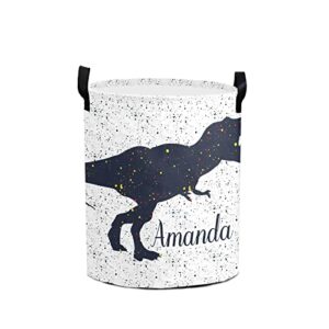 watercolor dinosaur laundry hamper basket custom name collapsible storage bin waterproof clothes storage basket room decor dirty clothes baskets for gift