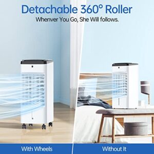 Evaporative Cooler, SEEPER 3-IN-1 Room Air Conditioner, 1-Second Fast Cooling Air Cooler w/ 70°Oscillation, 20FT Remote Controller & 12H Timer, 3 Wind Speeds 22-IN Air Conditioner Portable for Room