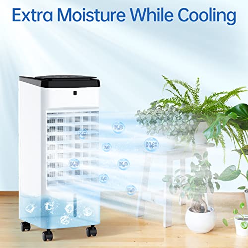 Evaporative Cooler, SEEPER 3-IN-1 Room Air Conditioner, 1-Second Fast Cooling Air Cooler w/ 70°Oscillation, 20FT Remote Controller & 12H Timer, 3 Wind Speeds 22-IN Air Conditioner Portable for Room