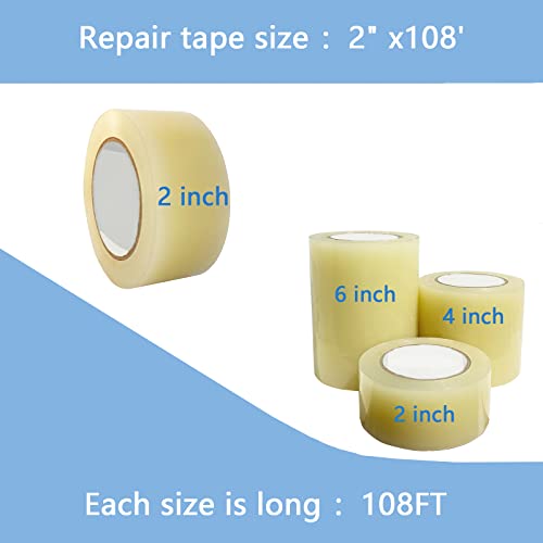 Greenhouse Plastic 6 mil Reinforced Tape, Greenhouse Repair Tape, Greenhouse Tape Greenhouse Repair Tape Clear to Repair Polyethylene Rip Poly Patch Repair kit(2" x108')