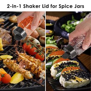 12 Pack Glass Spice Jars with Labels, 4oz Spices Containers Spice Jars with Black Shaker Lids, Empty Containers for Spice, Silicone Funnel and Pen Included