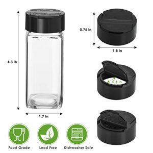 12 Pack Glass Spice Jars with Labels, 4oz Spices Containers Spice Jars with Black Shaker Lids, Empty Containers for Spice, Silicone Funnel and Pen Included