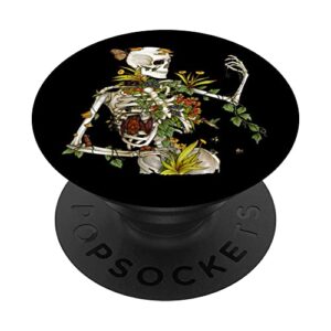 bones and botany funny skeleton plants botanical popsockets swappable popgrip