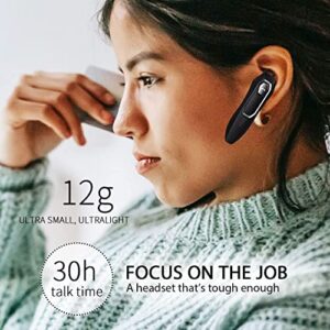 Micool Bluetooth Earpiece,30 Hours Talking Time,Noise Cancelling,12g Lightweight, Handsfree Wireless Bluetooth Headset for Cell Phone,PC