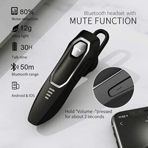 Micool Bluetooth Earpiece,30 Hours Talking Time,Noise Cancelling,12g Lightweight, Handsfree Wireless Bluetooth Headset for Cell Phone,PC