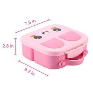 TWOKIWI Bento Lunch Box for Kids - Lunch Containers with 4 Compartments Includes Sauce Jar & Removable Divider, Durable, BPA-Free, Food-Safe Materials (Pink)