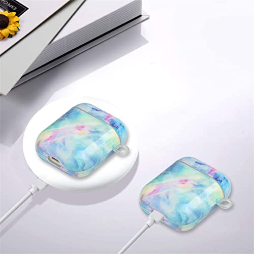 IVY Case for AirPods 2 & 1 Wireless Charging Soft IMD&TPU Silicone Skin Cover Case with Keychain & Long Lanyard - (Marble,#5)