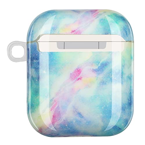 IVY Case for AirPods 2 & 1 Wireless Charging Soft IMD&TPU Silicone Skin Cover Case with Keychain & Long Lanyard - (Marble,#5)