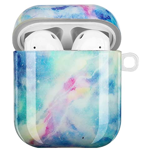 IVY Case for AirPods 2 & 1 Wireless Charging Soft IMD&TPU Silicone Skin Cover Case with Keychain & Long Lanyard - (Marble,#5)