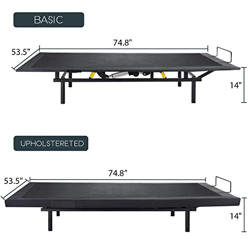 Einfach Motorized Upholstered Adjustable Bed Base, Full Size Bed Frame with Wireless Remote, Independent Heavy-Duty Motors 2.0, Adjustable Head and Foot Incline, Assembly Required(Bed Base Only)