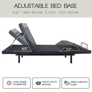 Einfach Motorized Upholstered Adjustable Bed Base, Full Size Bed Frame with Wireless Remote, Independent Heavy-Duty Motors 2.0, Adjustable Head and Foot Incline, Assembly Required(Bed Base Only)