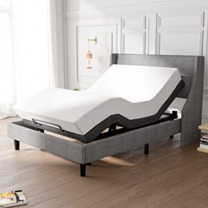 Einfach Motorized Upholstered Adjustable Bed Base, Full Size Bed Frame with Wireless Remote, Independent Heavy-Duty Motors 2.0, Adjustable Head and Foot Incline, Assembly Required(Bed Base Only)