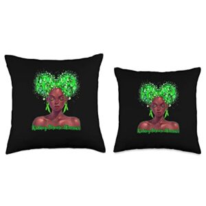 Black History Apparel Kidney Disease Warrior Melanin Awareness Throw Pillow, 18x18, Multicolor